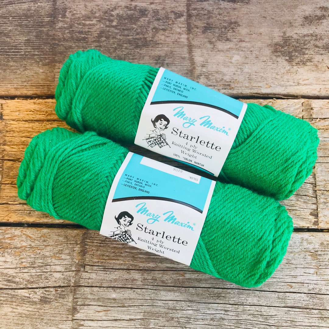 Vintage Mary Maxim Starlette Green 4 Ply Knitting Worsted Weight 100% ...
