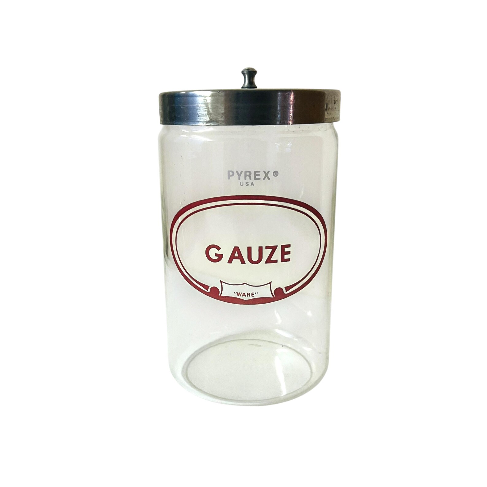 Pyrex USA Glass Gauze Apothecary Jar Vintage Industrial Bathroom Decor ...