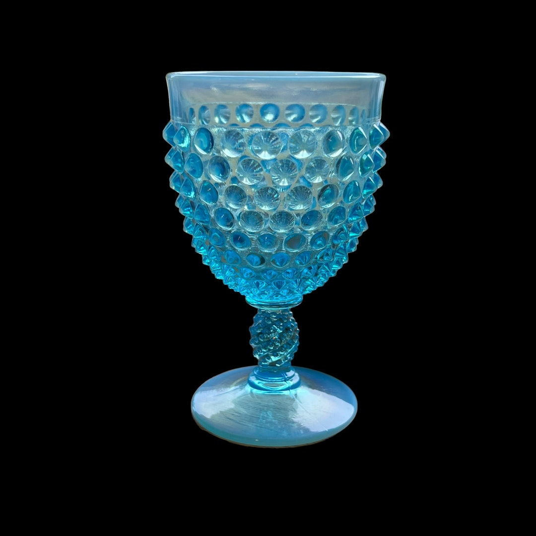 Fenton Blue Hobnail Opalescent Glass Wine Goblet 5 AVAILABLE Price per ...