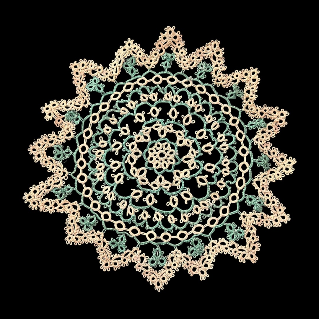 Vintage Green and Gold Tatting Lace Doily Hand Tatted 1940s - Etsy