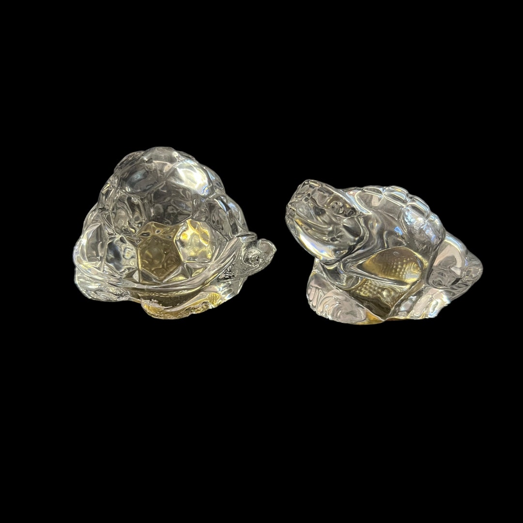 Gorham Crystal Glass Frog and Turtle Salt and Pepper Shakers Made in ...