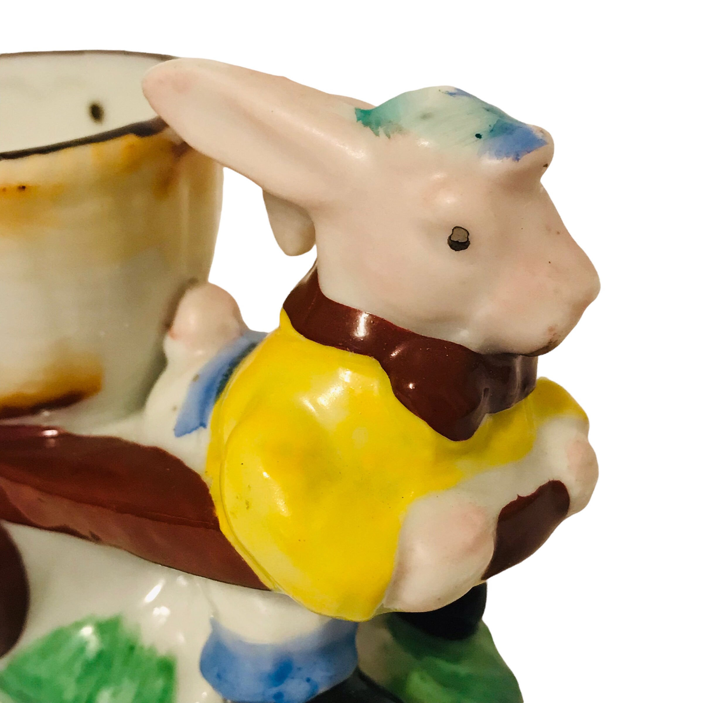 Ceramic Bunny Rabbit Pulling Cart Planter Made in Occupied - Etsy