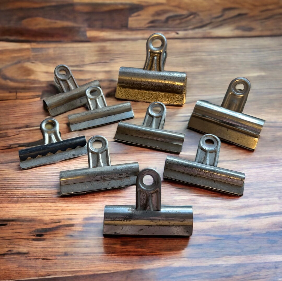 Vintage Distressed Metal Bulldog Clips Various Sizes SET of 9 - Etsy