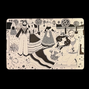 Sally Gregory Hesper 1970s Mod Placemat Kaleidoscope Brand Groovy Black ...