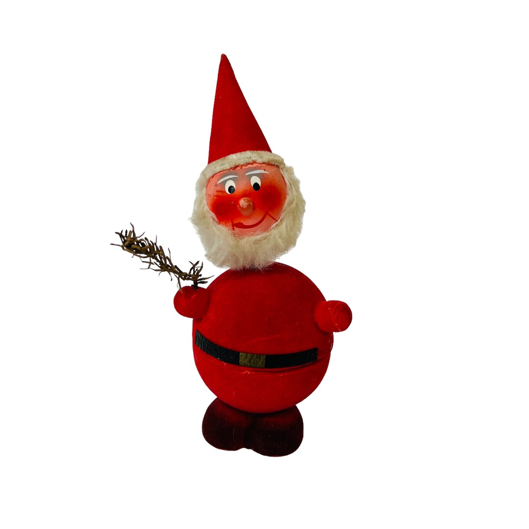 Vintage Santa Claus Bobblehead Nodder Flocked Candy Container Made in ...