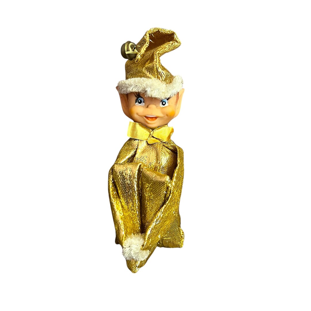 Knee Hugger Elf Kitsch Christmas Pixie in Shiny Gold Suite 1950s Retro ...