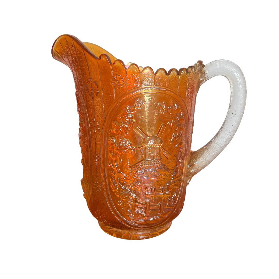Imperial Windmill Pattern Pitcher Iridescent Marigold Carnival Glass - Etsy