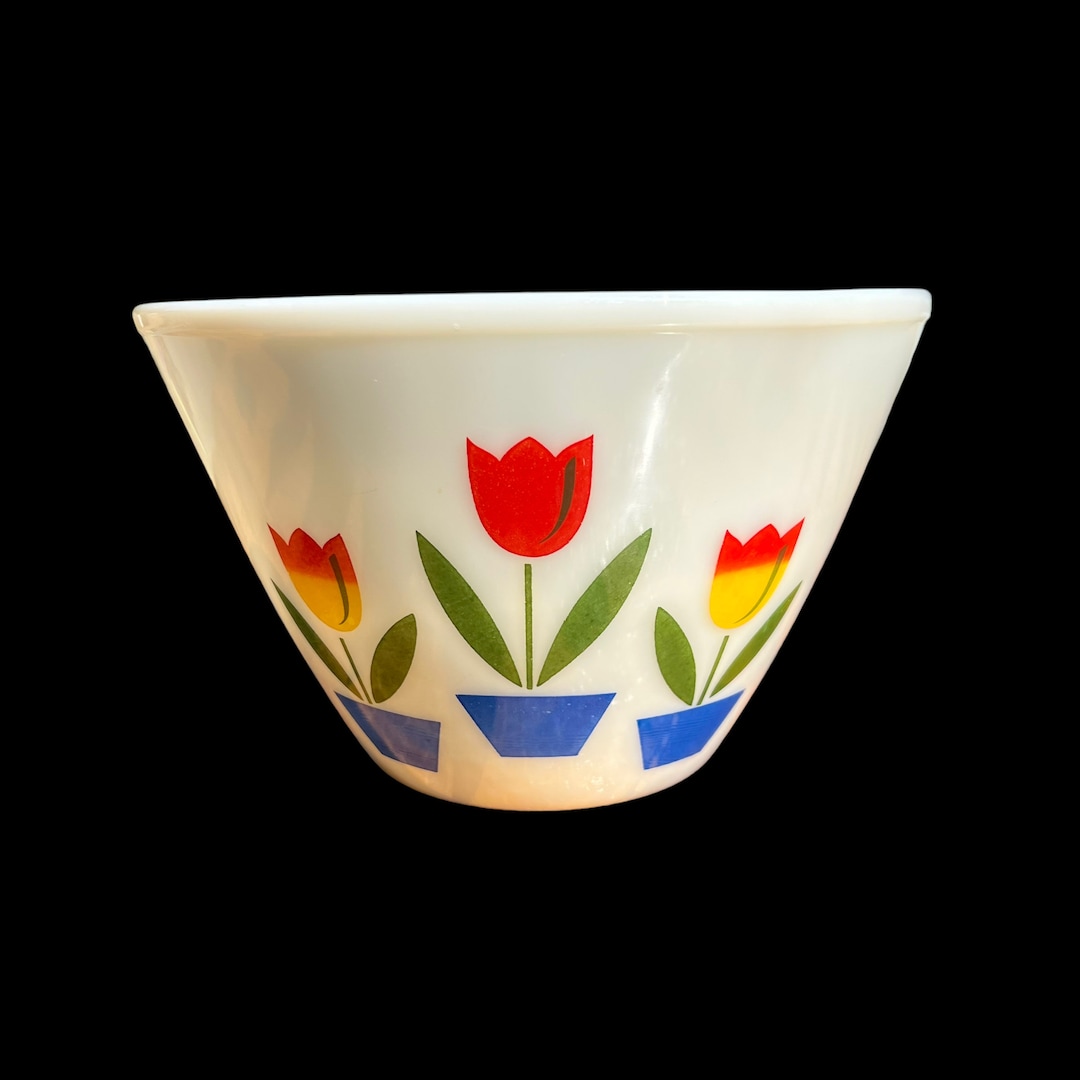 Anchor Hocking Fire King Tulip Bowl White Glass 9.5 - Etsy