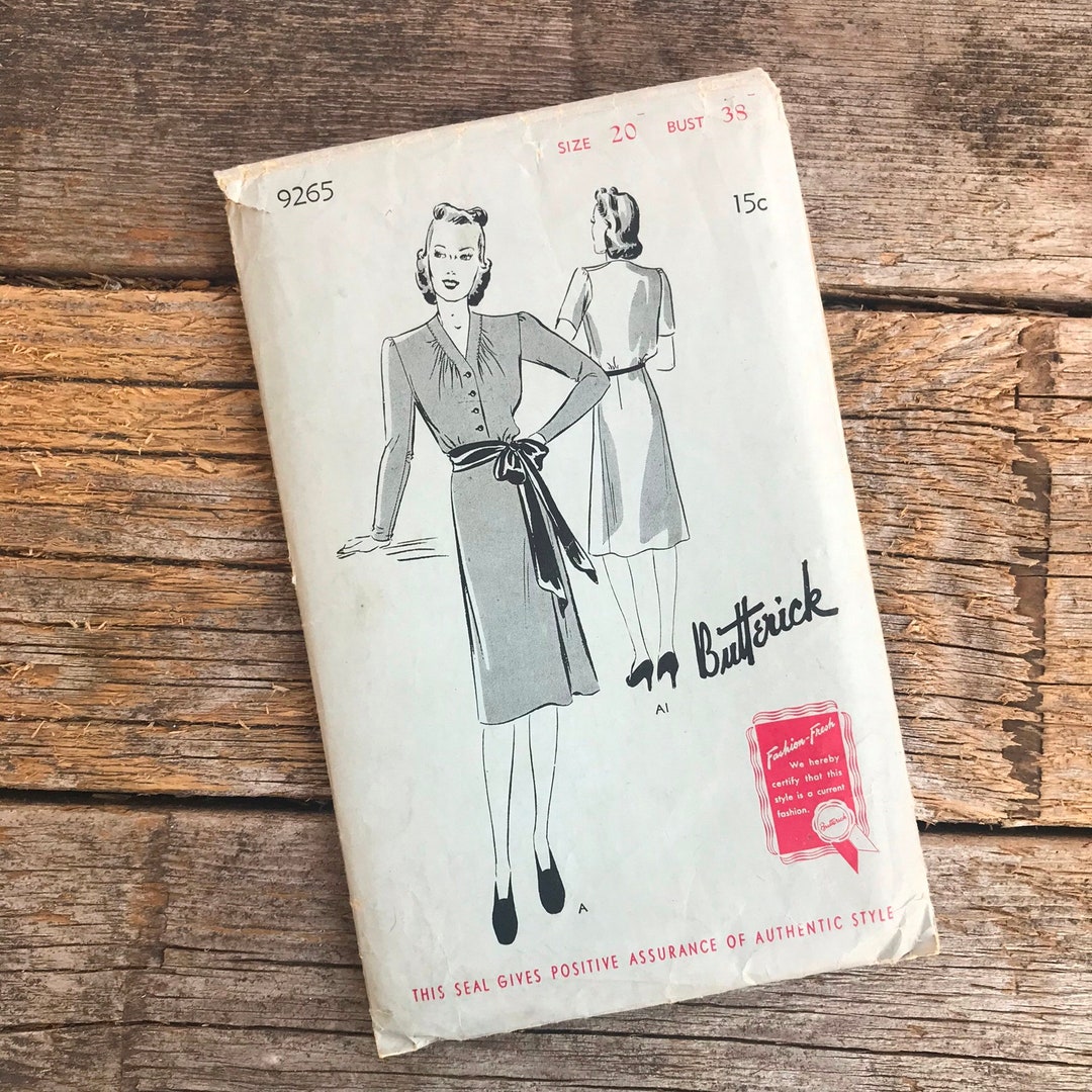 Butterick 1940s Frock With Attached Two Piece Skirt Sewing Pattern 9265 ...