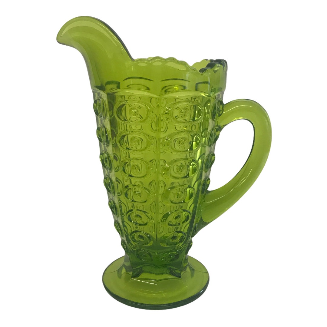 Viking Glass Yesteryear Bullseye Water / Juice Pitcher in Avocado Green ...