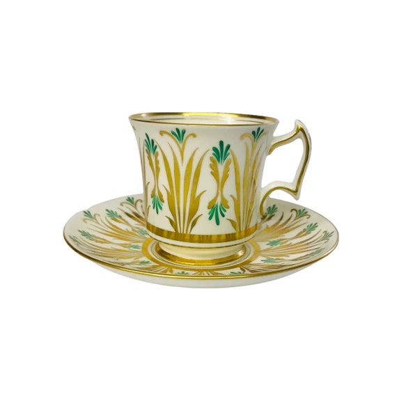 Royal Chelsea Bone China Cup and Saucer Set England Green Gold | Etsy