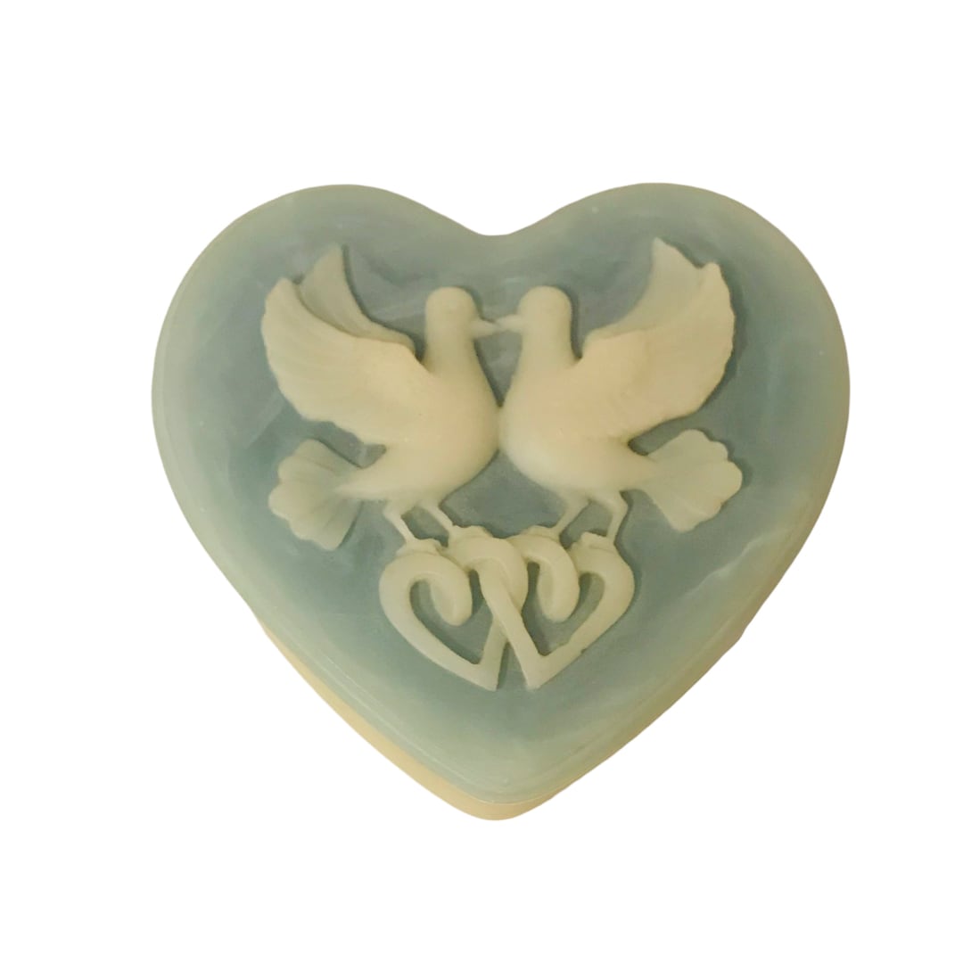 Incolay Blue Stone Heart Shaped Cameo Style Doves Jewelry Box - Etsy