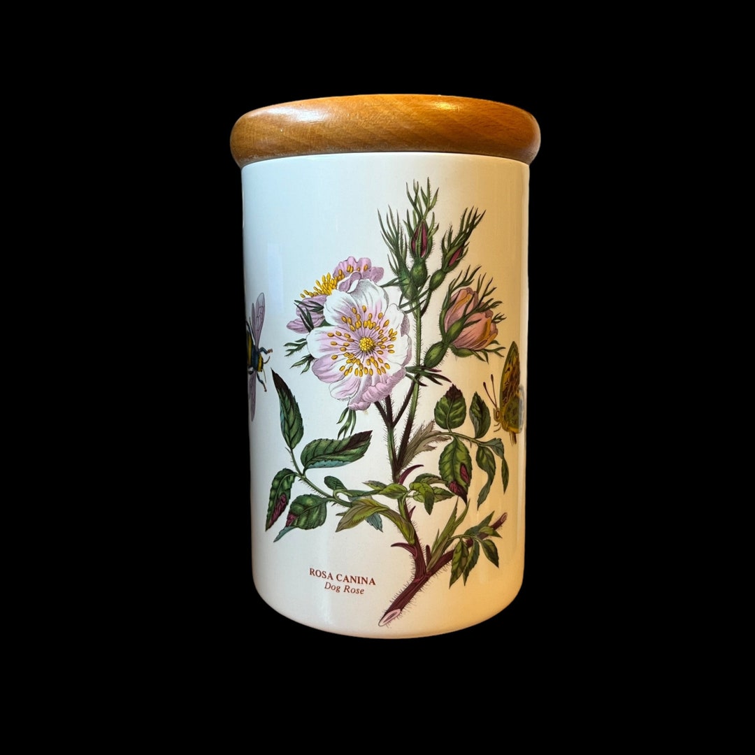 Portmeirion Botanic Garden Canister Rosa Canina Dog Rose Vintage 7 Tall ...