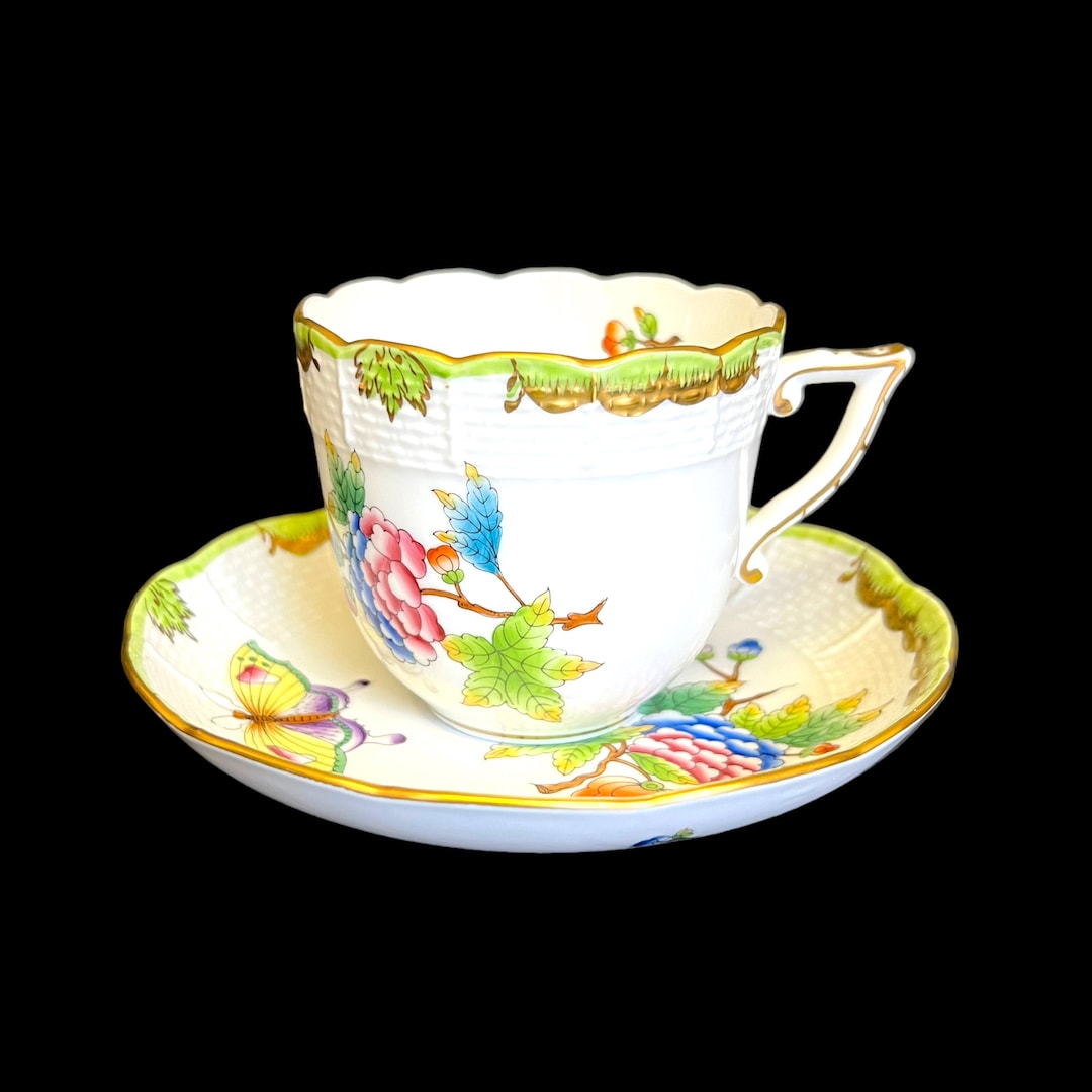 Herend Porcelain Manufactory Hungary Coffee Cup and Saucer Set Queen ...
