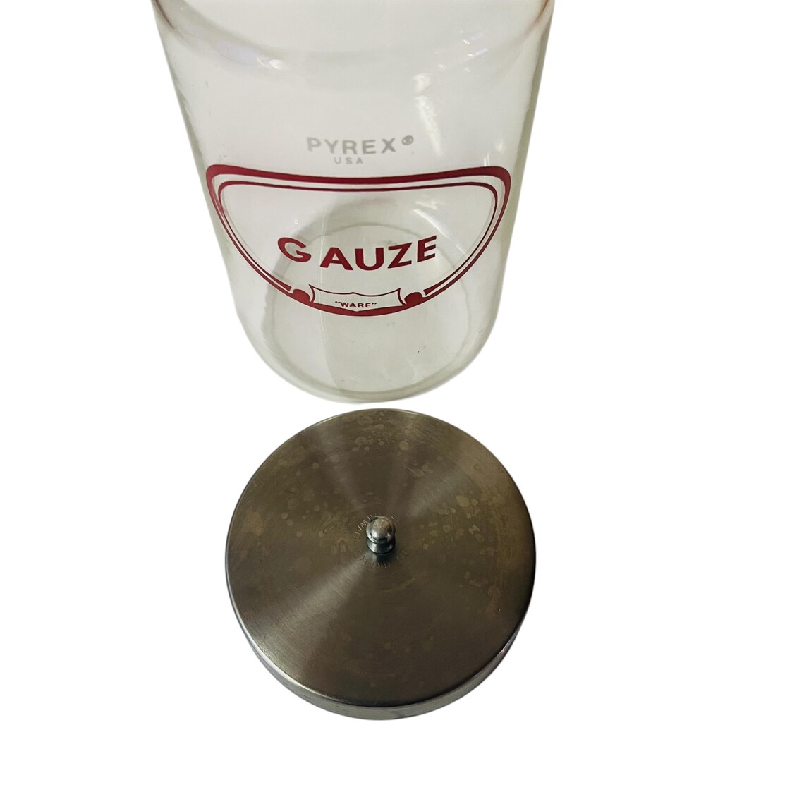 Pyrex USA Glass Gauze Apothecary Jar Vintage Industrial Bathroom Decor ...