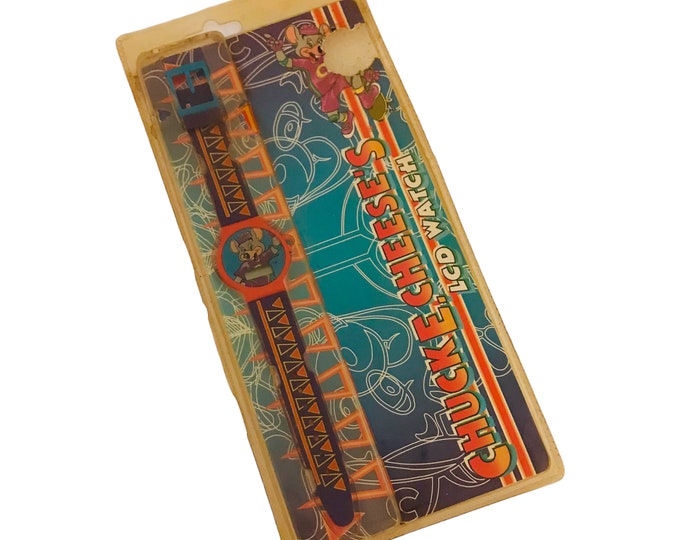 Chuck E Cheese LCD Watch 1980s Pizza Restaurant Chain Rat Mascot Sealed ...