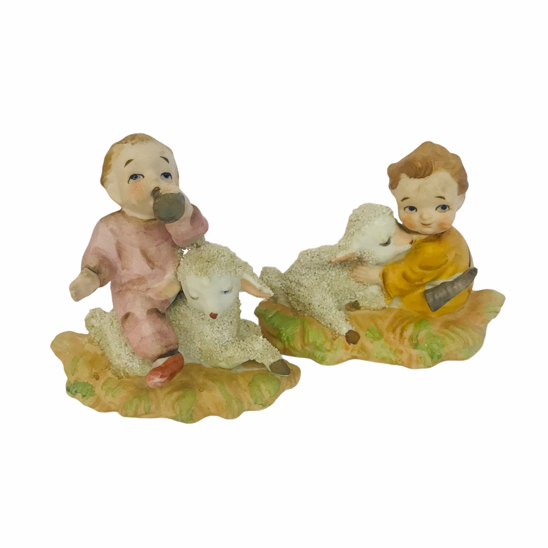 Little Shepherd Boy With Lamb Bisque Figurines Made in Japan - Etsy