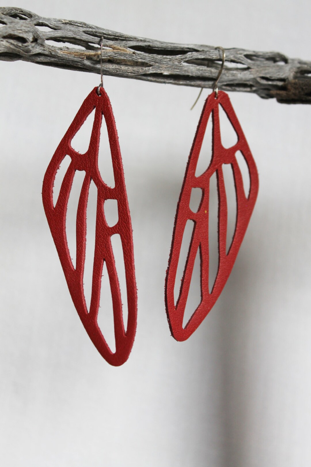 Handmade Quality Leather Wing Earrings, Lightweight, Flying, Bones ...