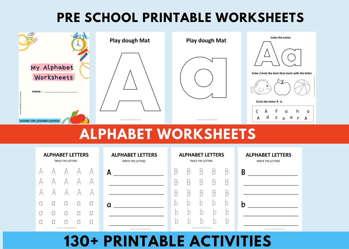Alphabet Worksheets for Preschoolers homeschooling Preschool | Etsy