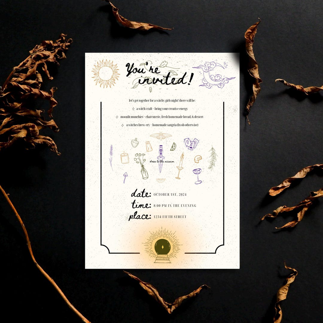 Editable Witchy Invitation Template | Printable Witchy Party Invite ...