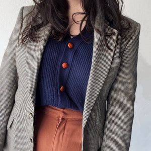 Classic Nailhead Pattern Blazer in Beige, Burgundy and Navy Checked ...