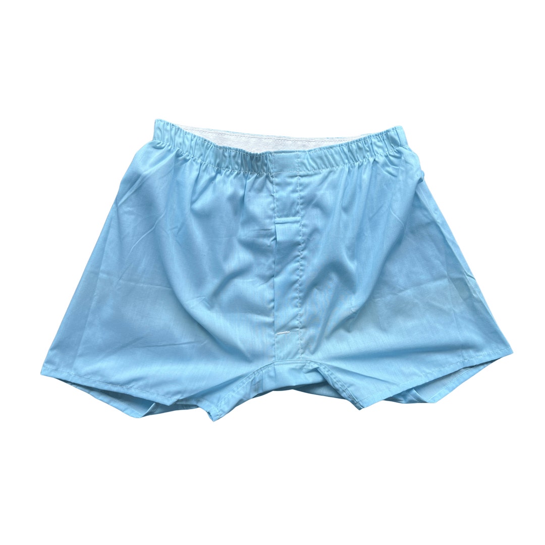 Vintage Light Blue Boxer Shorts (M) - 1970s Solid Blue Montgomery Ward ...