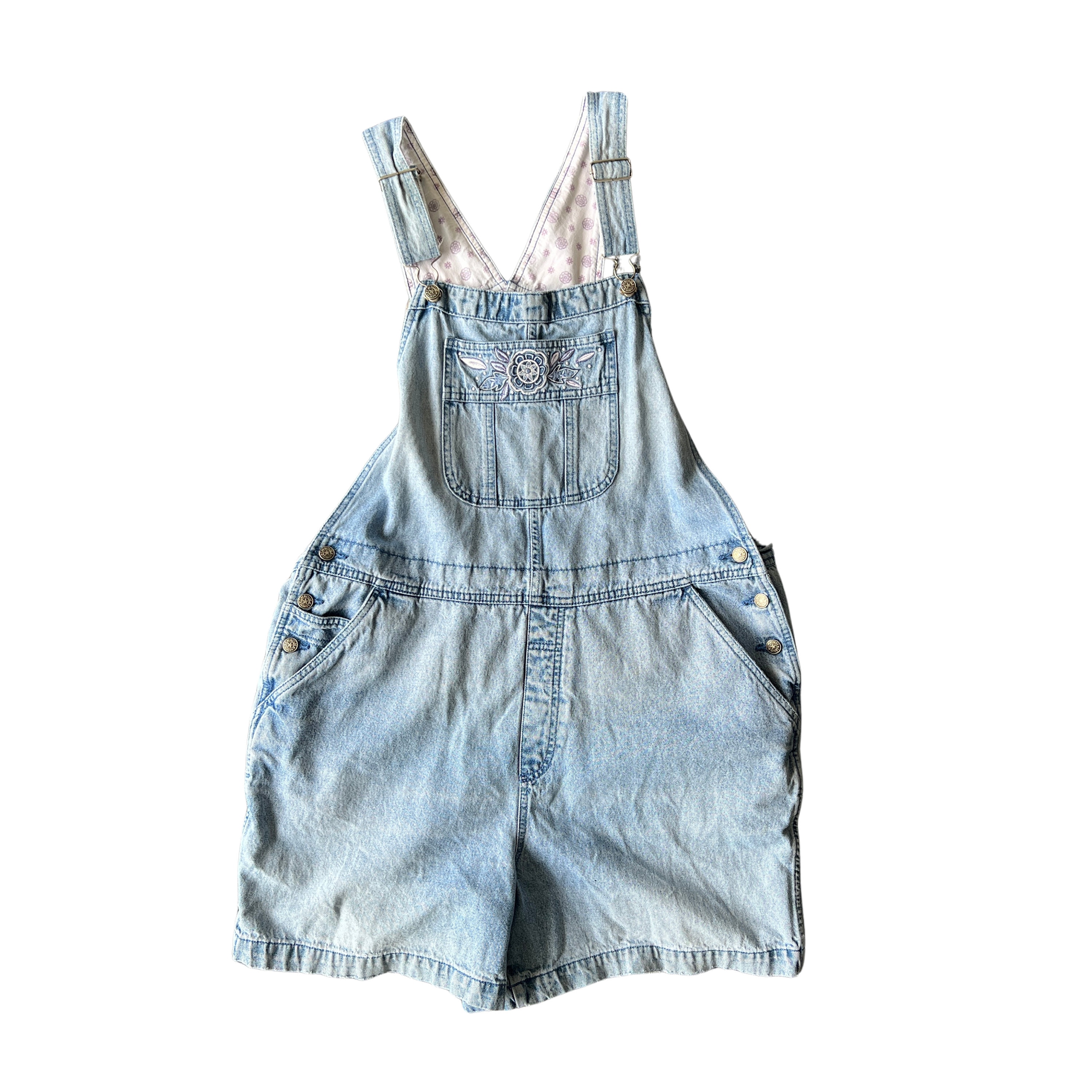 90s Overall Shorts XL Light Wash Shorteralls With Embroidery - Etsy