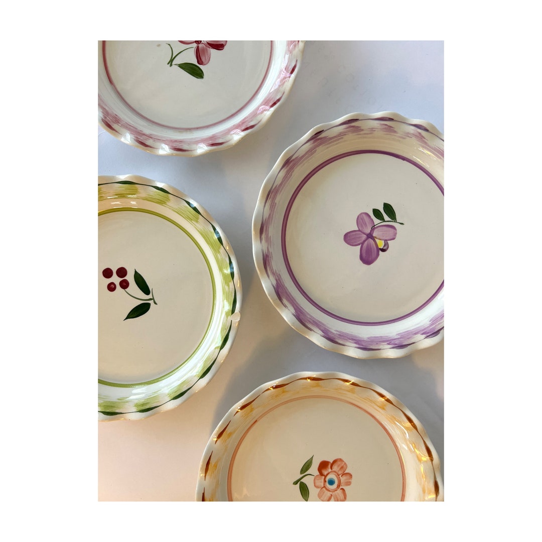 Set of 4 Hand Painted Dessert Plates - Vintage Souritsu Japan Floral ...