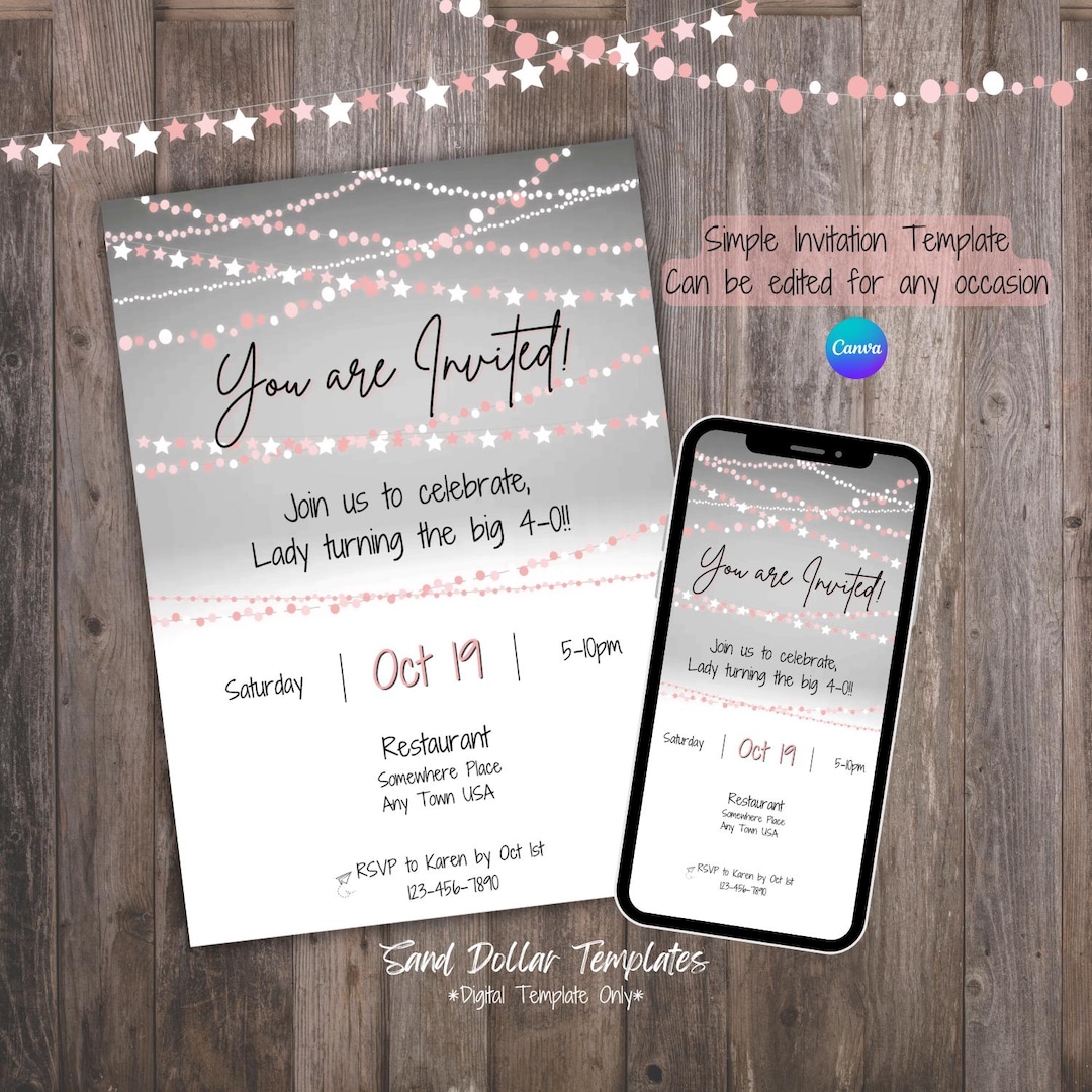 Your Are Invited! | Simple | Minimal | Invitation Template | Edit to ...