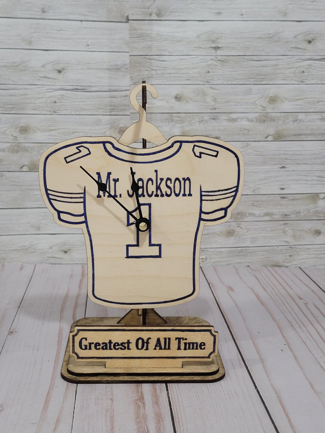 Personalized Wooden Sports Jersey Clock: Custom Name & Number - Etsy