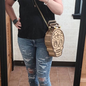Skull Purse, Skull Clutch, Skull Handbag, Halloween Purse, Wooden ...