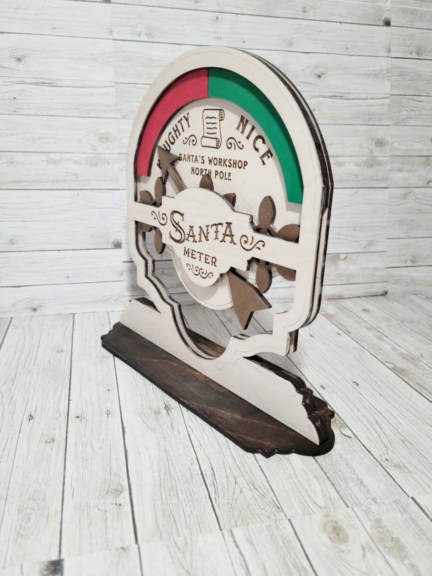 Santa Meter Naughty or Nice Sign – Christmas Countdown Decor – Wooden ...