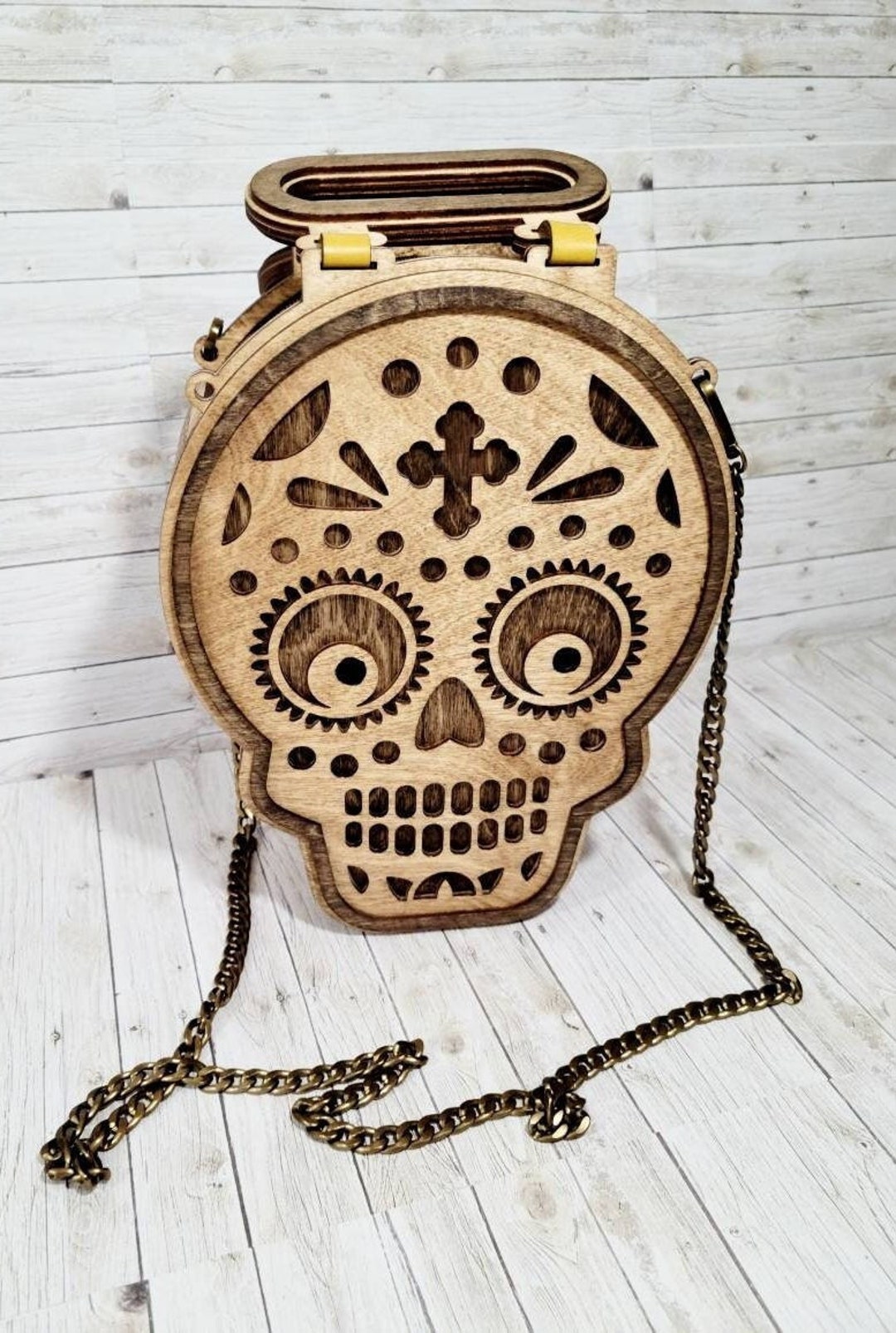 Skull Purse, Skull Clutch, Skull Handbag, Halloween Purse, Wooden ...