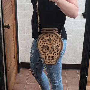 Skull Purse, Skull Clutch, Skull Handbag, Halloween Purse, Wooden ...
