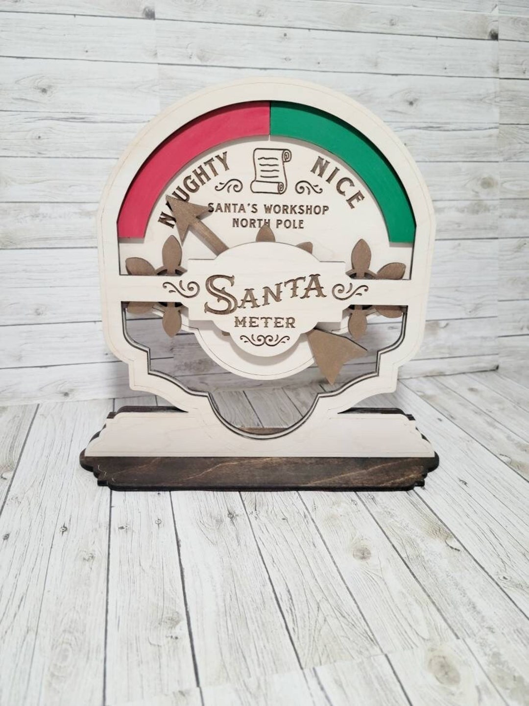 Santa Meter Naughty or Nice Sign – Christmas Countdown Decor – Wooden ...