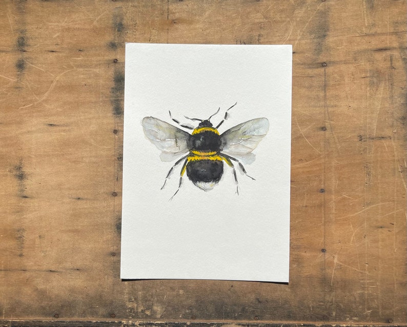 Bee Watercolour Print Bumble Bee Wall Art Painting Bee Artwork A4 and ...