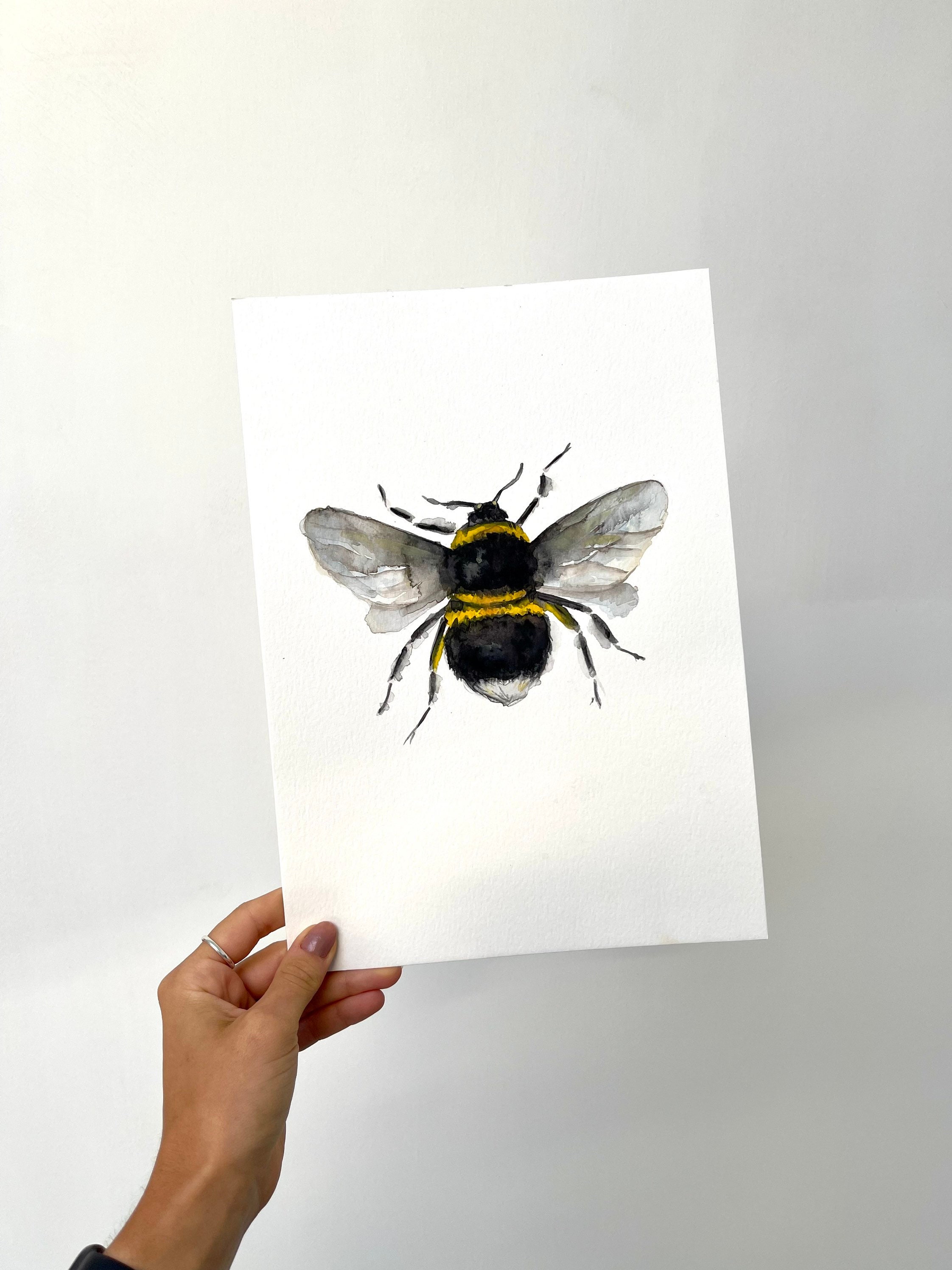Bee Watercolour Print Bumble Bee Wall Art Painting Bee Artwork A4 and ...