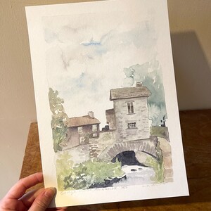 The Bridge House, Ambleside Print | Lake District Watercolour Painting ...