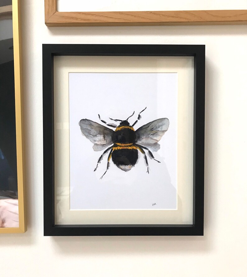 Bee Watercolour Print Bumble Bee Wall Art Painting Bee Artwork A4 and ...
