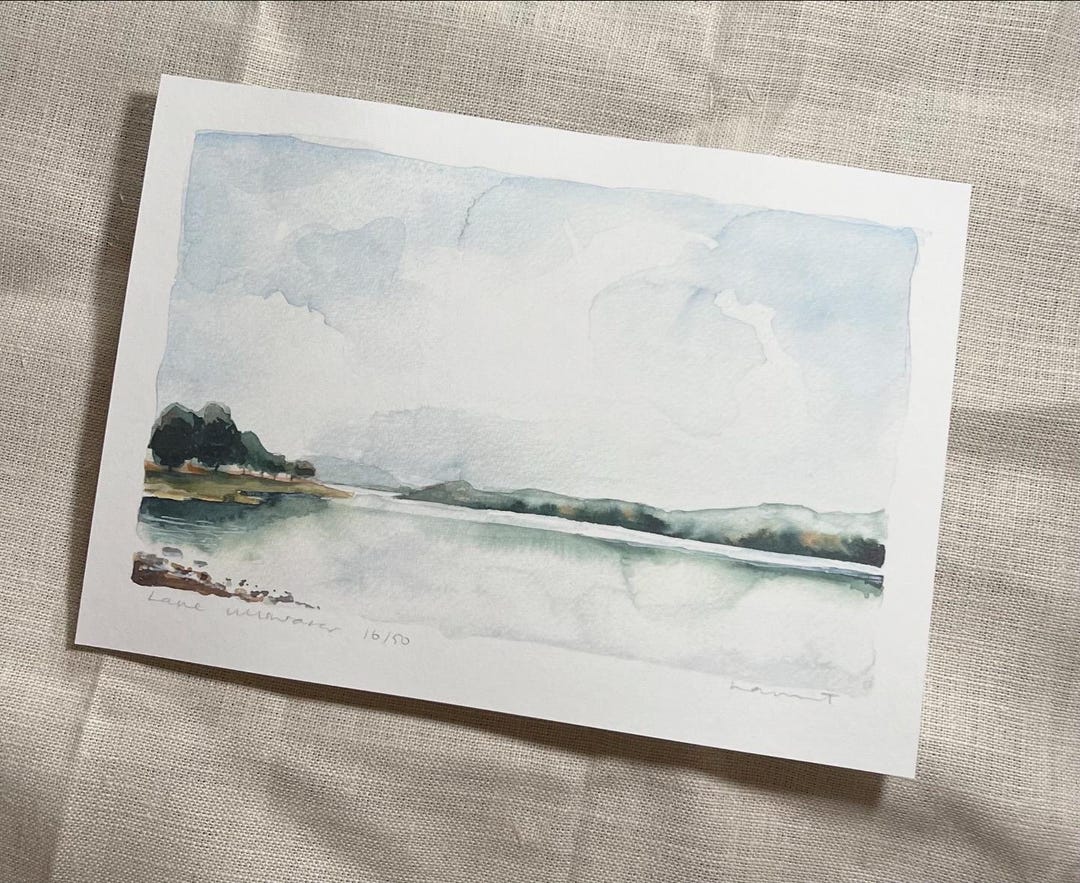 Ullswater Watercolour Print Lake District Art Cumbria Hiking Gifts Lake ...