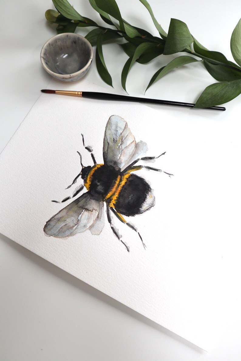 Bee Watercolour Print Bumble Bee Wall Art Painting Bee Artwork A4 and ...