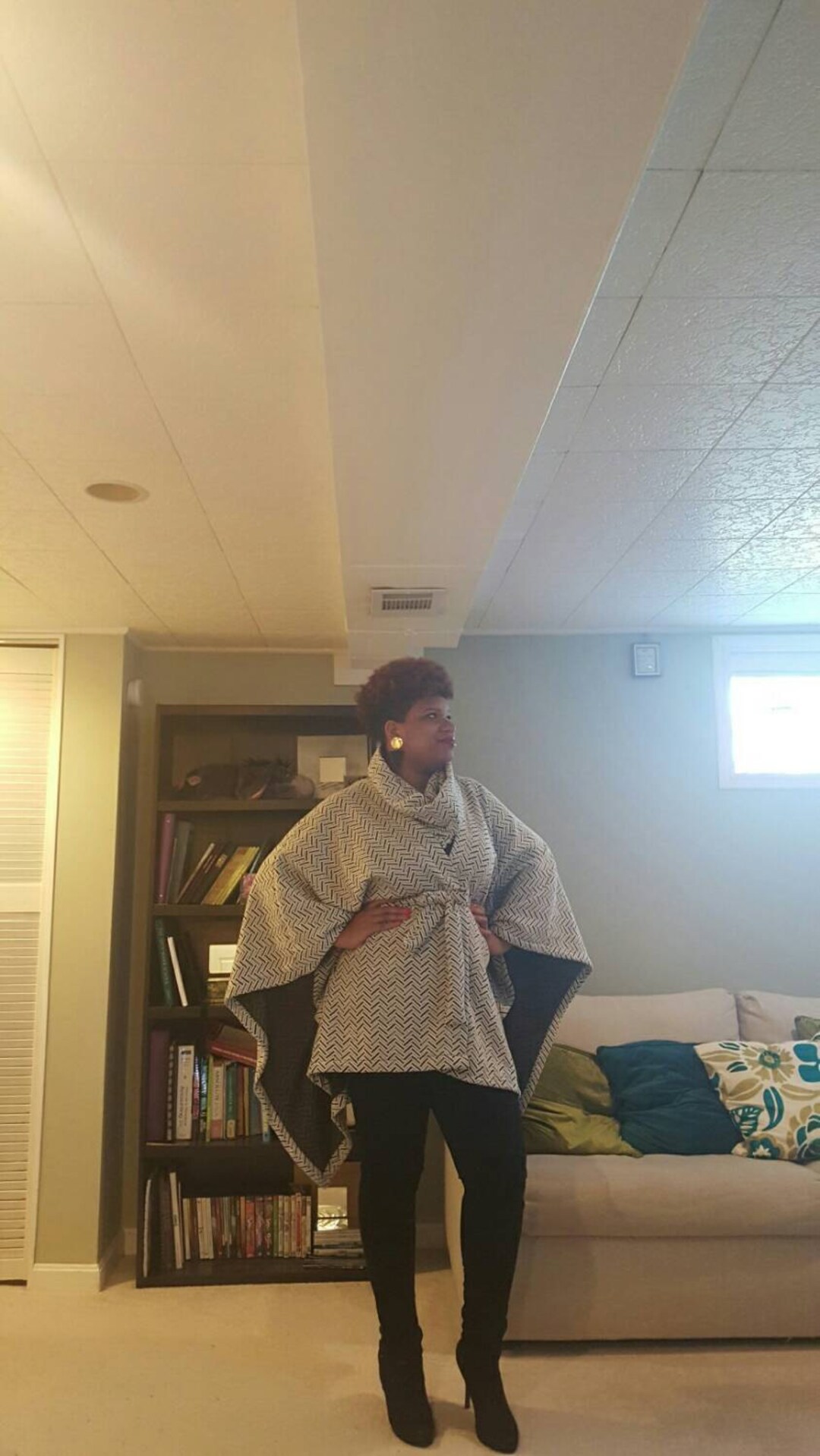 Ladies' Poncho With Belt/ Caped Coat/ Women's Coat/ Cape/ Poncho/coat ...