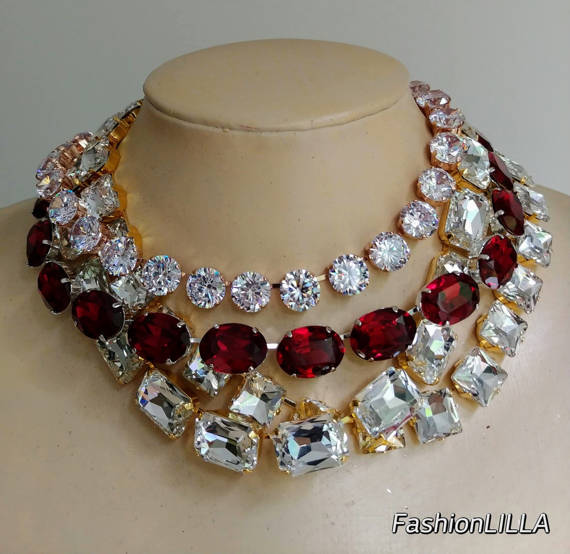 Ruby Riviere Collet Austrian Crystal Necklace Anna Wintour - Etsy Canada