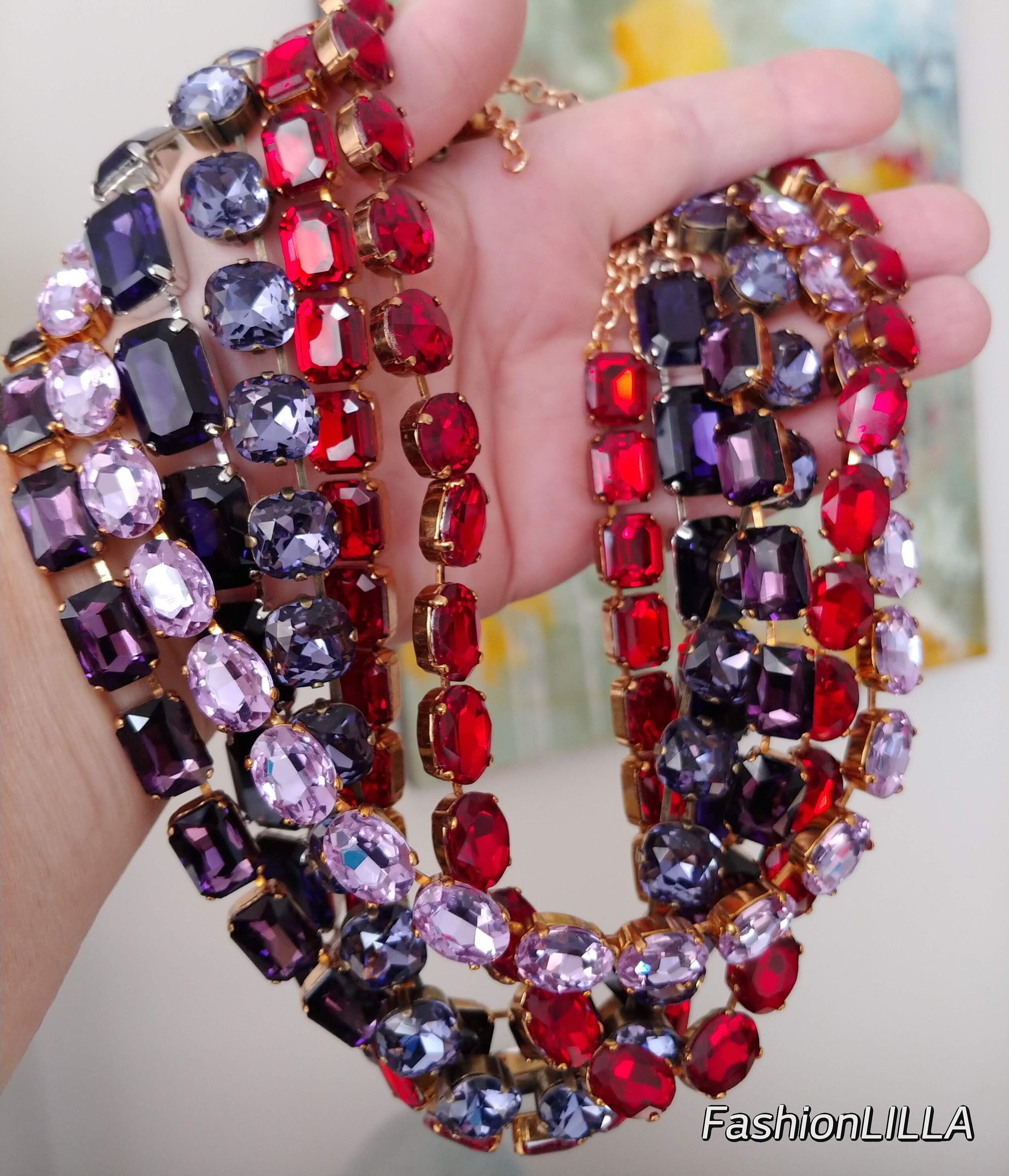 Anna Wintour Necklaceamethyst Tanzanite Violet Ruby Crystal - Etsy Canada