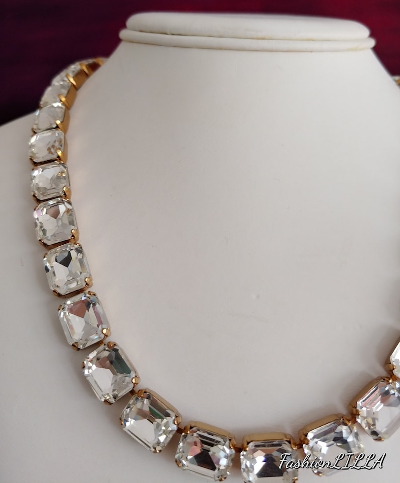 Clear Crystal Collet Necklace Anna Wintour Necklacediamond - Etsy Canada