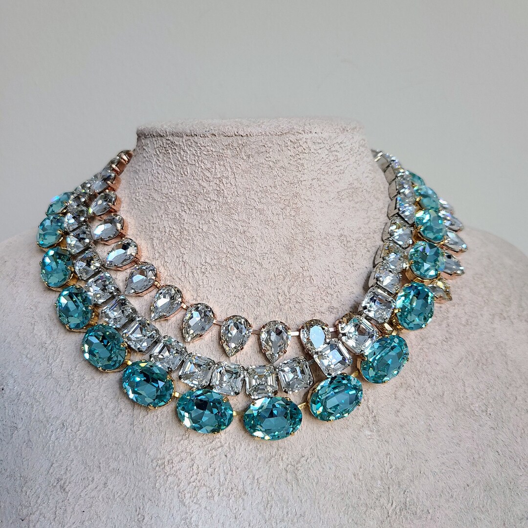 Oval Aquamarine Georgian Paste Collet, Anna Wintour Necklace, Square ...