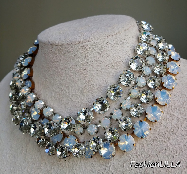 Anna Wintour Necklaceswarovski Crystal Colletwhite Opal - Etsy Canada
