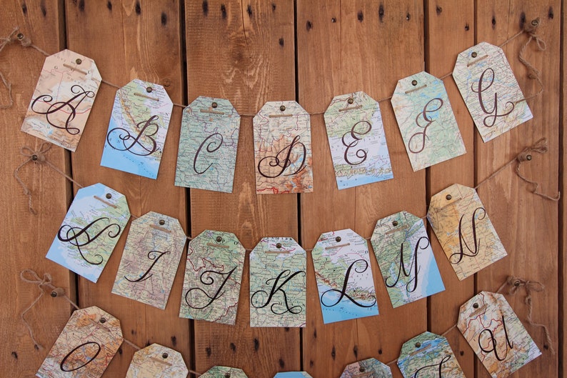 Map Bunting Destination Wedding Decoration - Etsy