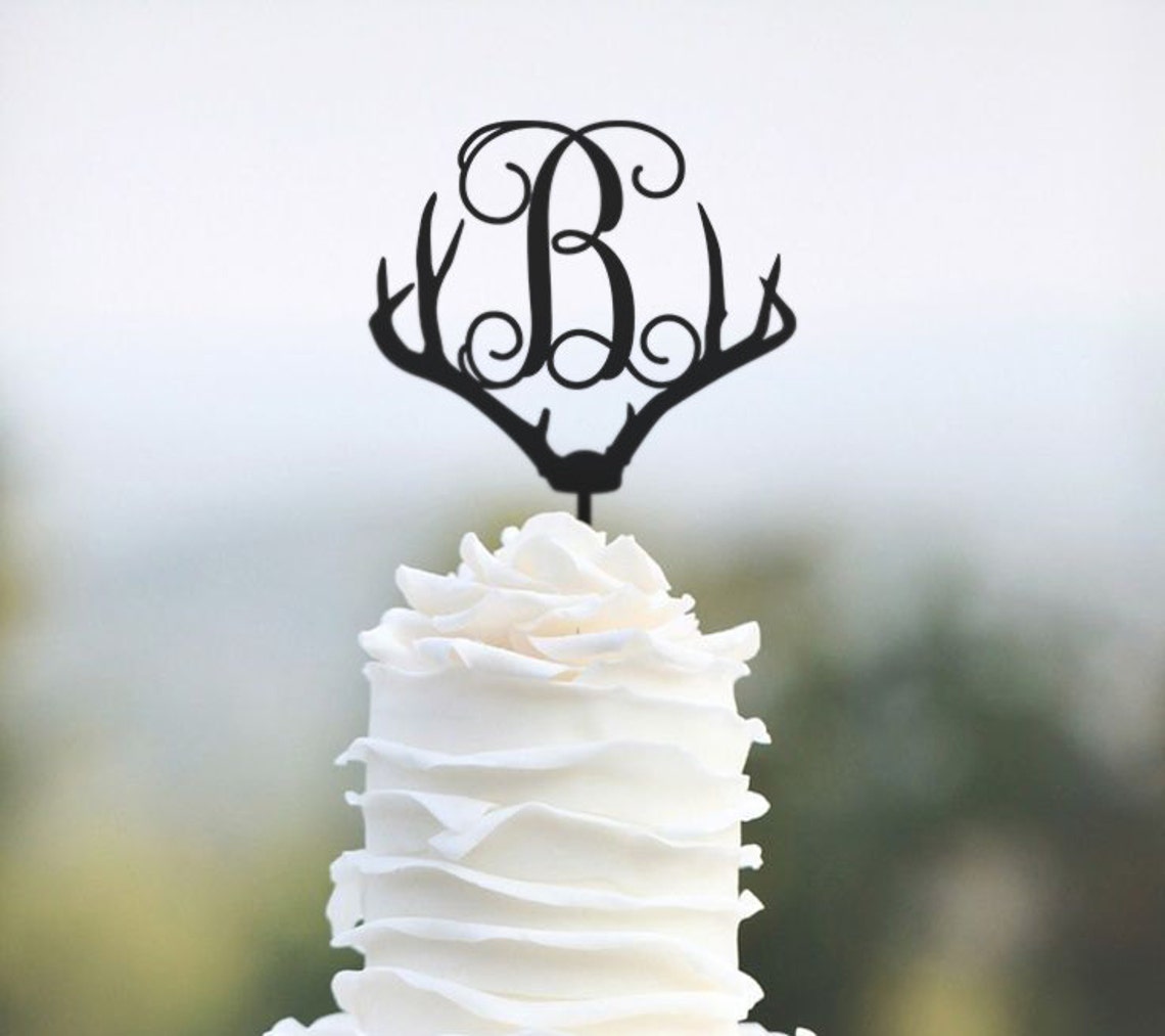 Antler Cake Topper Initial Cake Topper Monogram Cake | Etsy
