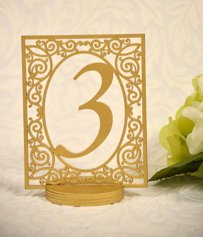 Gold Table Numbers Freestanding With Base Metallic Gold - Etsy